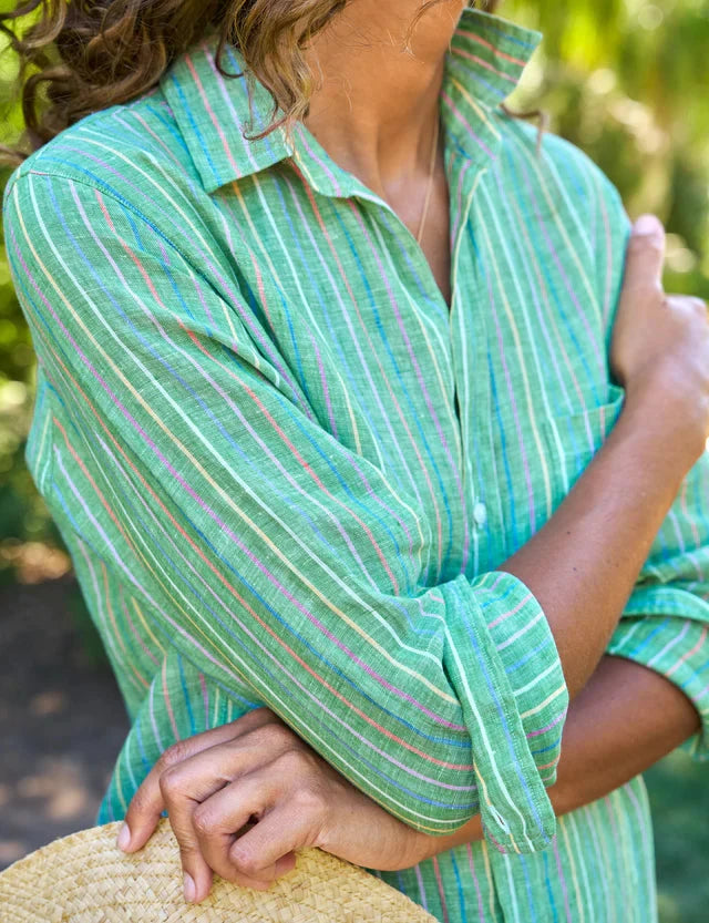 Rory Maxi Shirtdress Green Multi Stripe – Peter Kate