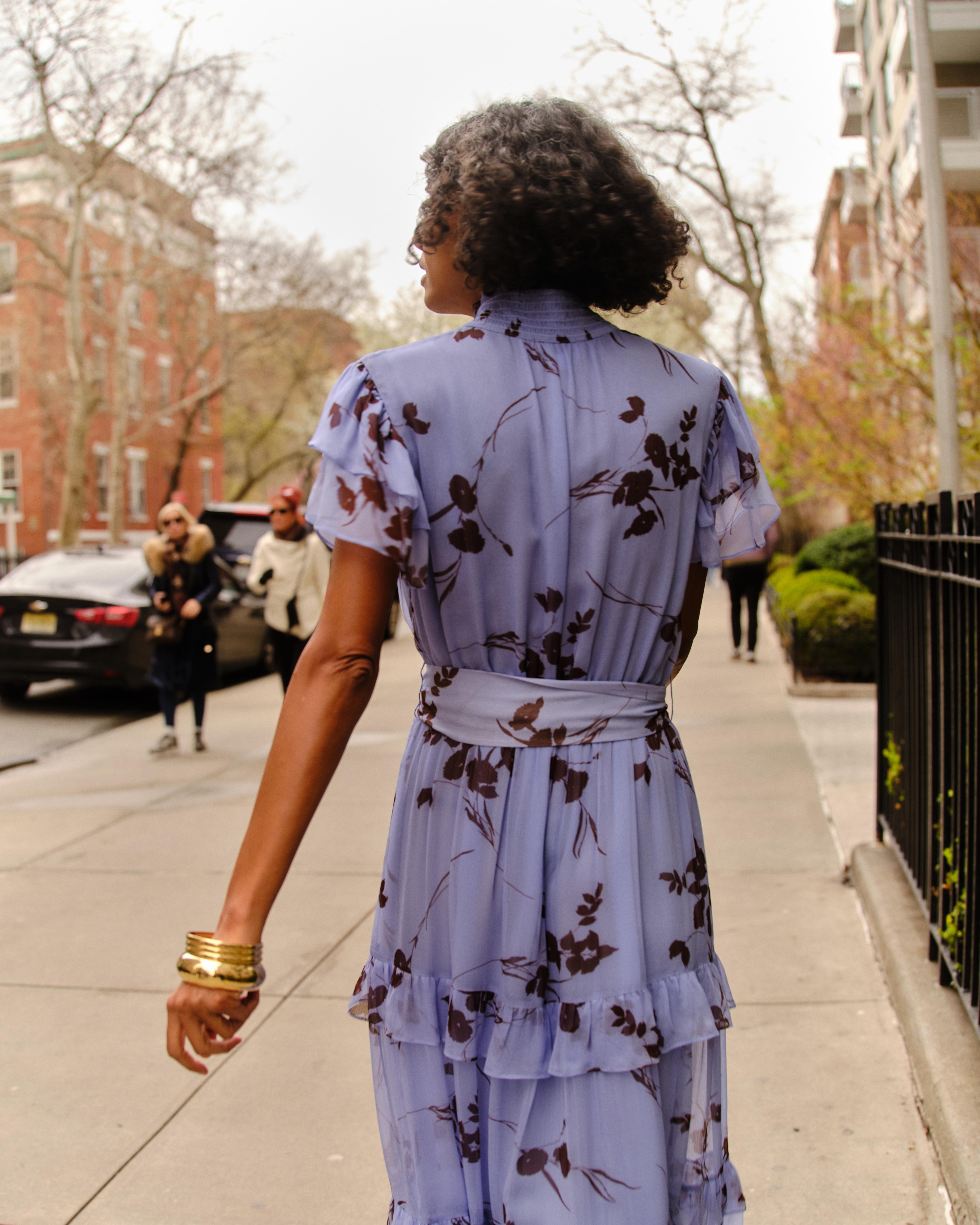 Lorelei Dress Upstate Floral Blue Mist – Peter Kate