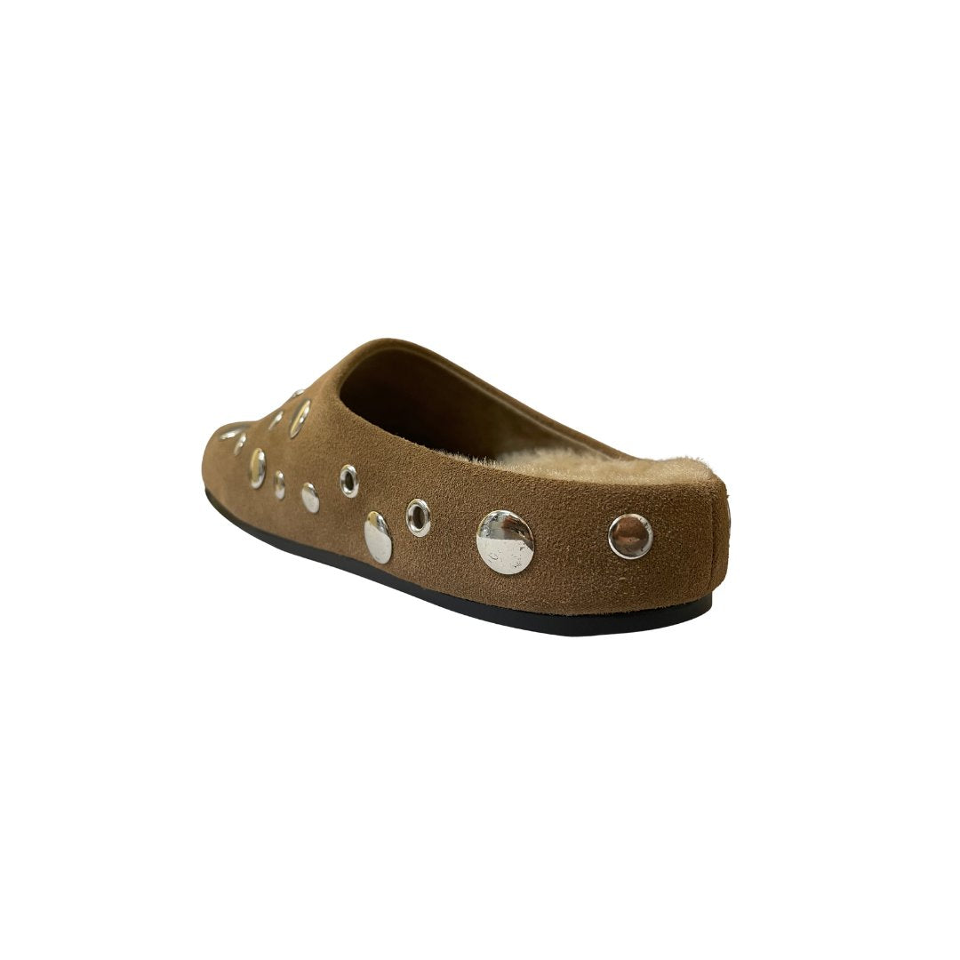 Studded Mules Cow Suede Leather Taupe – Peter Kate